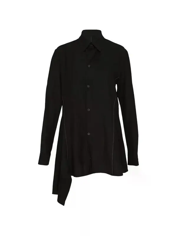 Yohji Yamamoto Asymmetric Contrast-stitch Shirt - Black