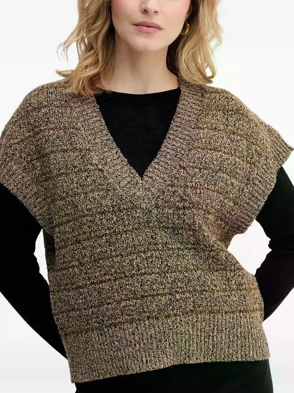 Sisley Striped V-neck Sweater Vest