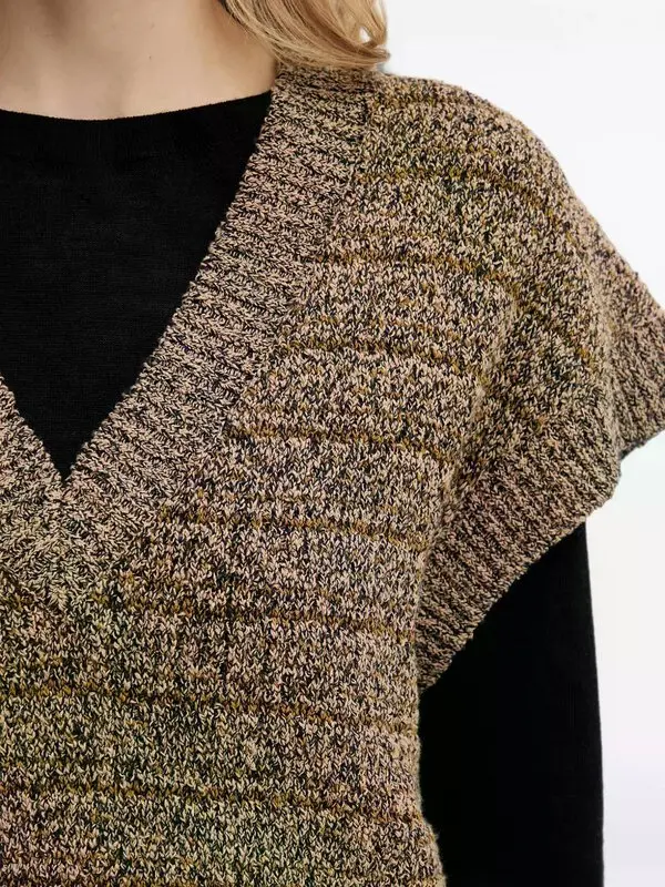 Sisley Striped V-neck Sweater Vest