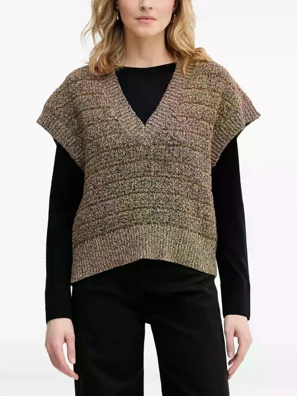 Sisley Striped V-neck Sweater Vest