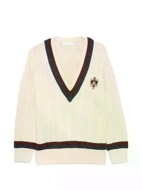 Zimmermann Valiant Cable-knit V-neck Sweater - Neutrals