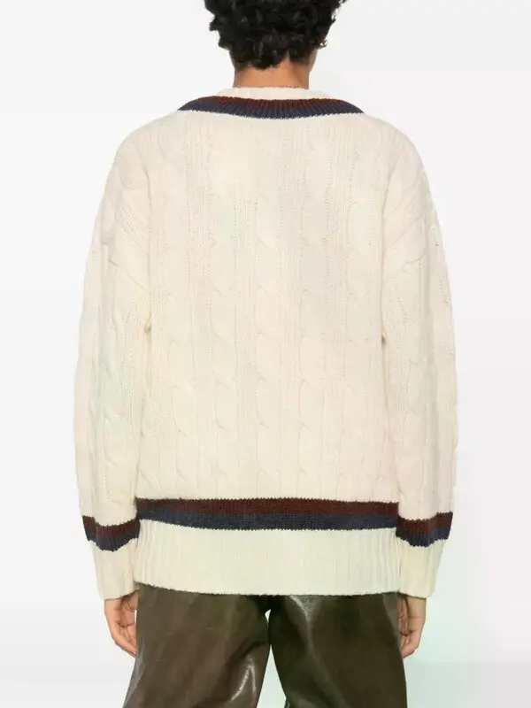 Zimmermann Valiant Cable-knit V-neck Sweater - Neutrals