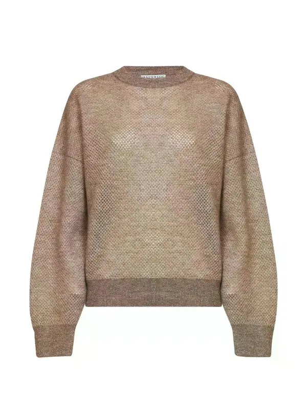 Brunello Cucinelli Metallic Openwork Lamé Sweater