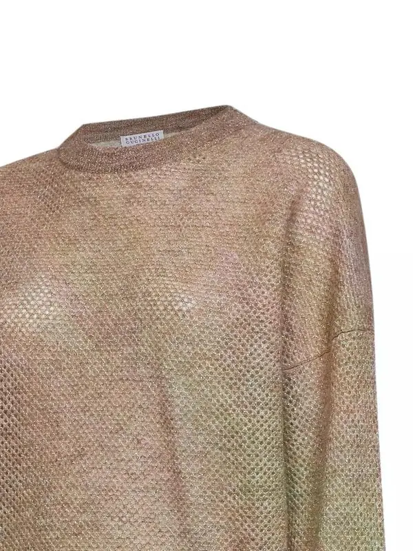 Brunello Cucinelli Metallic Openwork Lamé Sweater