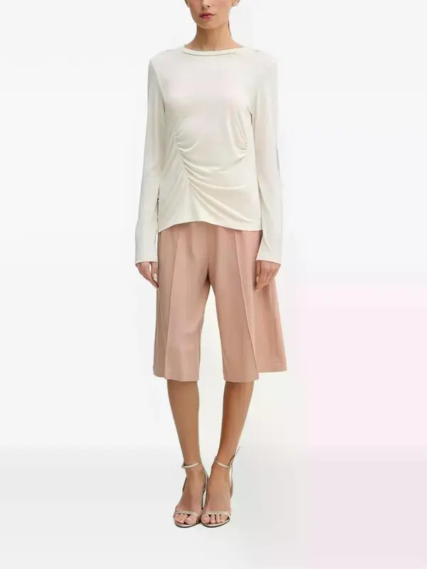Sisley Ruched Long-sleeve T-shirt - Neutrals