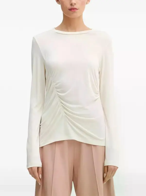 Sisley Ruched Long-sleeve T-shirt - White