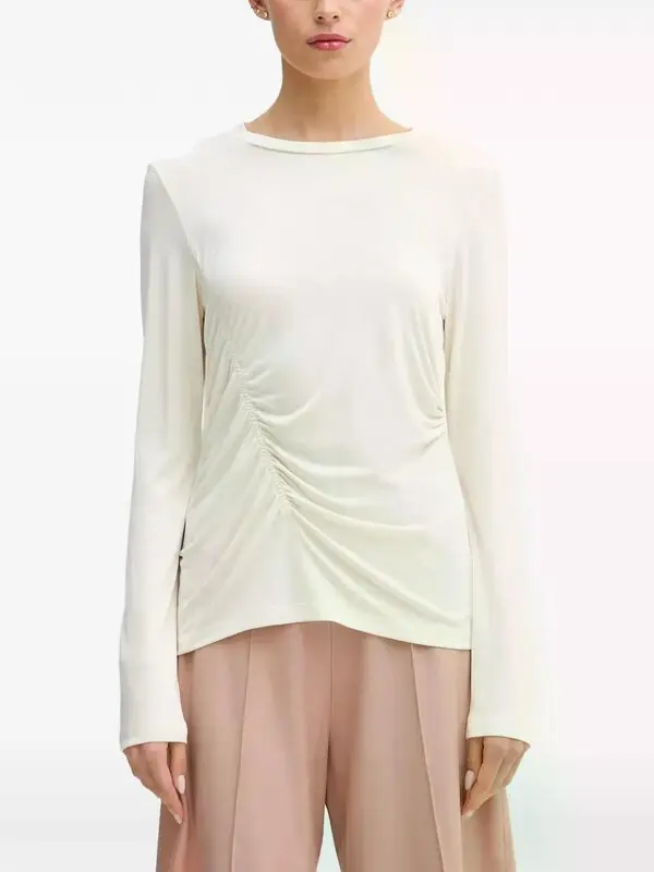Sisley Ruched Long-sleeve T-shirt - White