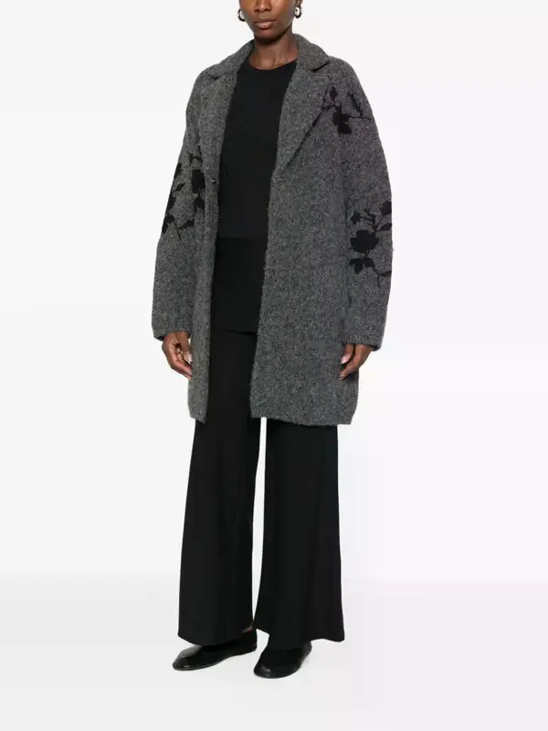 SEMICOUTURE Floral-intarsia Notched-lapels Coat