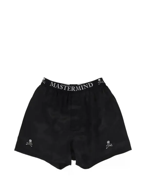 MASTERMIND WORLD Logo-embroidered Silk Boxers Set - Black