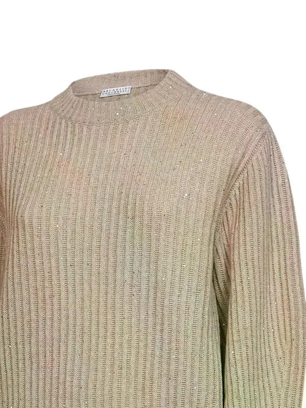 Brunello Cucinelli Sequin-embellished Ribbed-knit Sweater