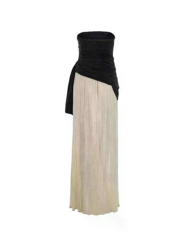 Simkhai Laia Pleated Strapless Maxi Dress - Neutrals