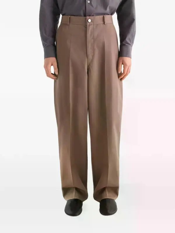 LEMAIRE Polycotton Twill Barrel Pants - Brown
