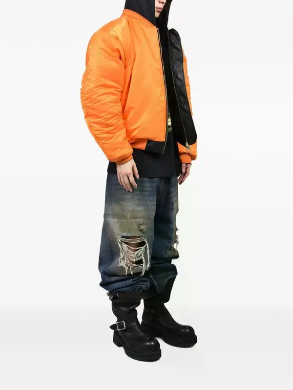 Vetements Hooded Reversible Leather Bomber Jacket