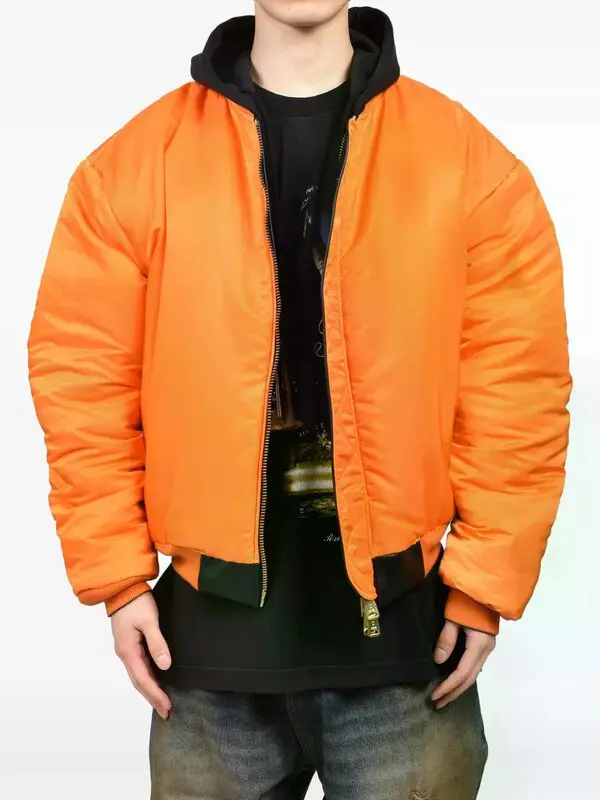 Vetements Hooded Reversible Leather Bomber Jacket