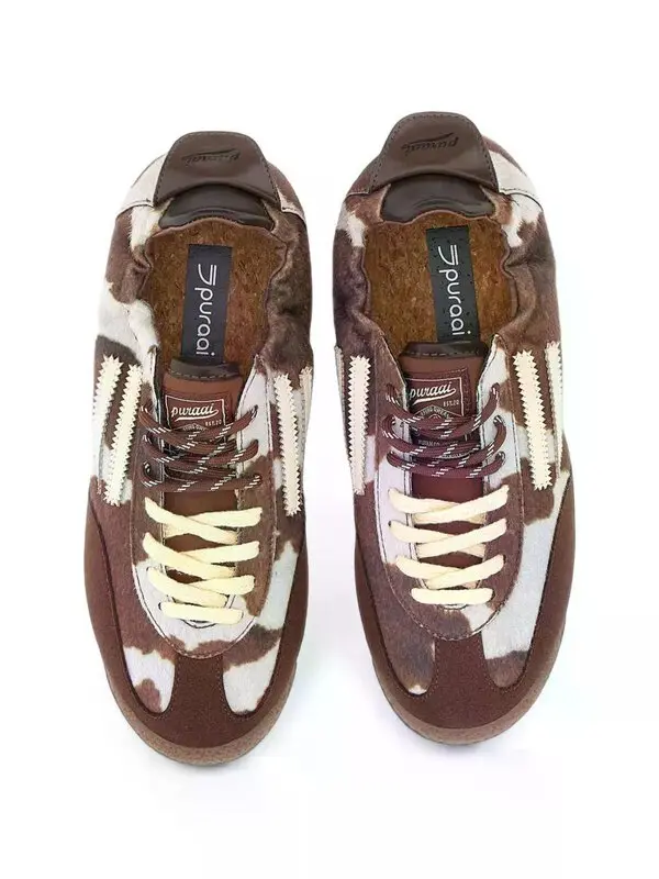 PURAAI Panther Cow-print Low-top Sneakers