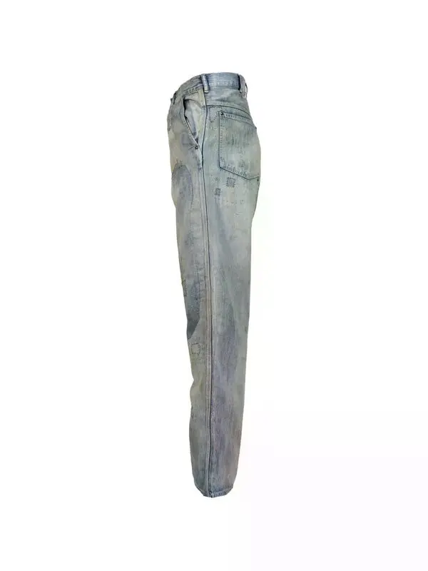 SAINT MXXXXXX Patchwork Distressed Wide-leg Jeans