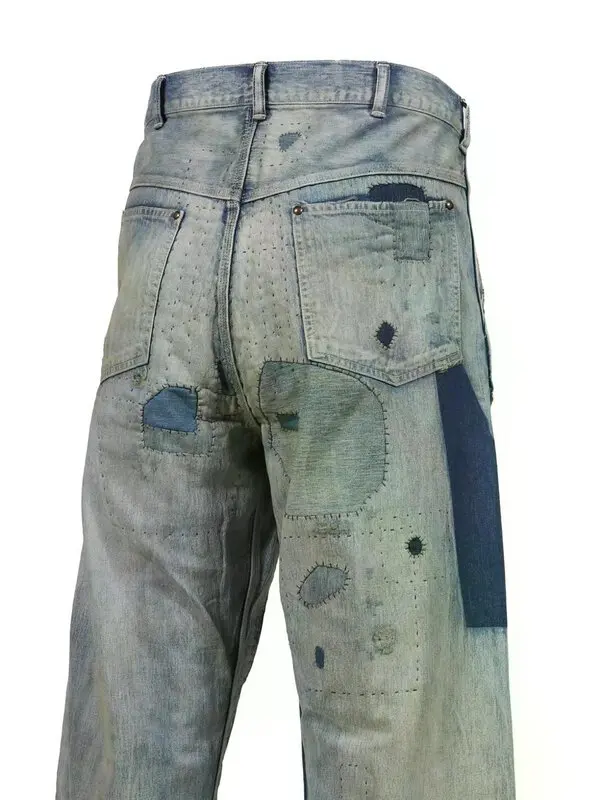 SAINT MXXXXXX Patchwork Distressed Wide-leg Jeans