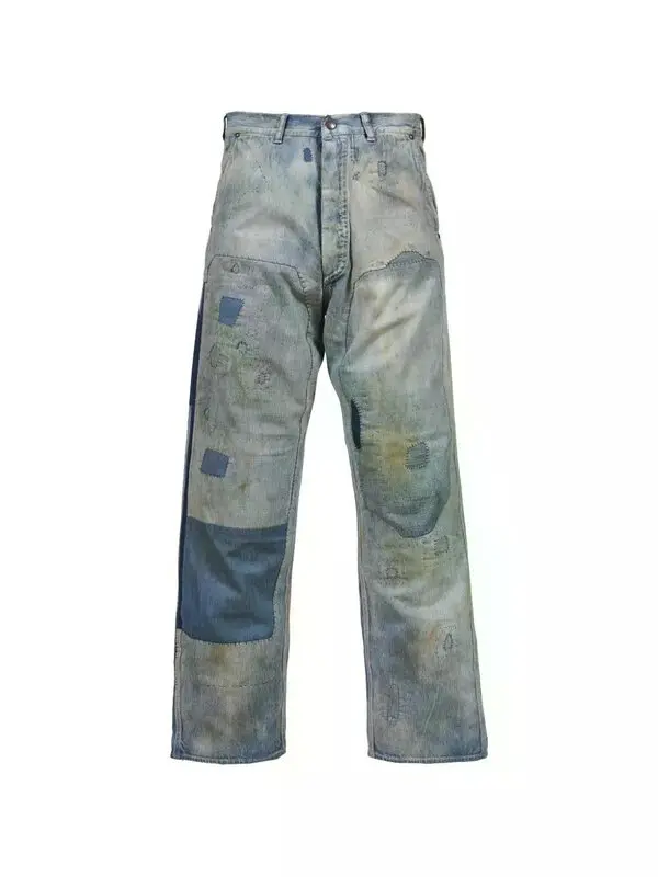 SAINT MXXXXXX Patchwork Distressed Wide-leg Denim