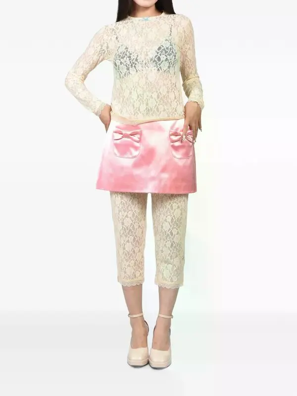 Sandy Liang Bow-embellished Satin Skirt