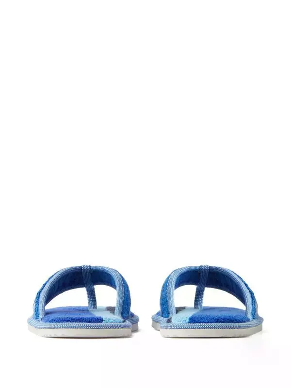 Versace Logo-embroidered Terry-cloth Sandals - Blue