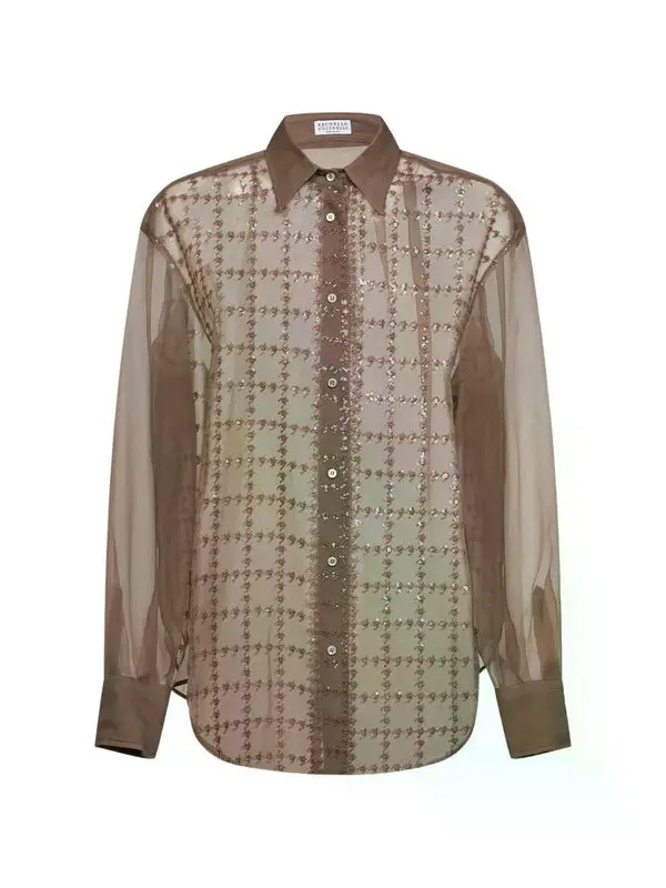 Brunello Cucinelli Sequin-embroidered Check Shirt