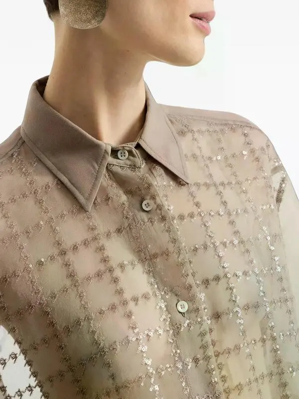 Brunello Cucinelli Sequin-embroidered Check Shirt