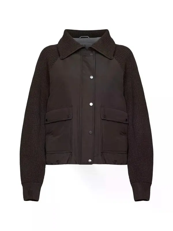 Brunello Cucinelli Monili Ribbed-knit Panelled Coat - Brown