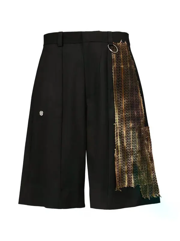 PACE Crochet-detail Pleated Shorts - Black