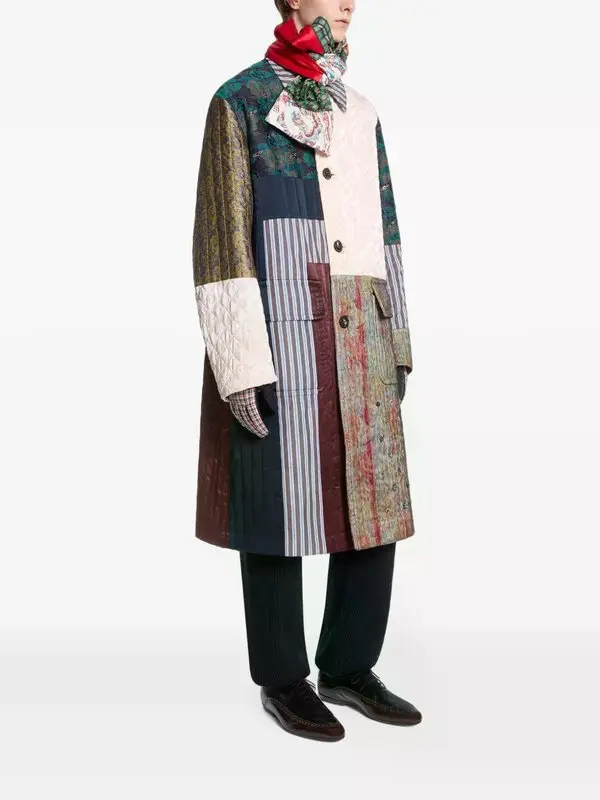 Dries Van Noten Embroidered Patchwork Mac Coat