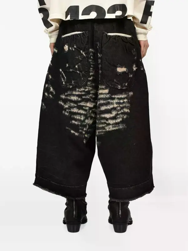 RRR123 Distressed Side-stripe Shorts
