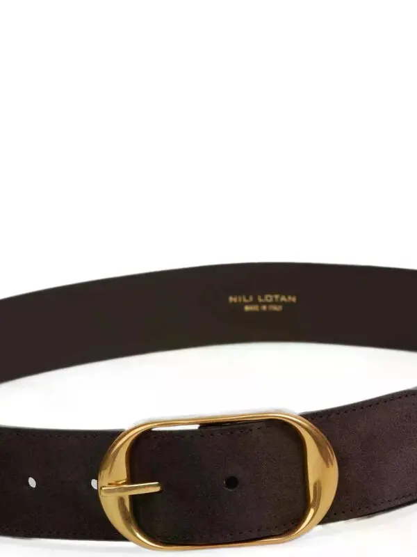 NILI LOTAN Nili Oval-buckle Suede Belt