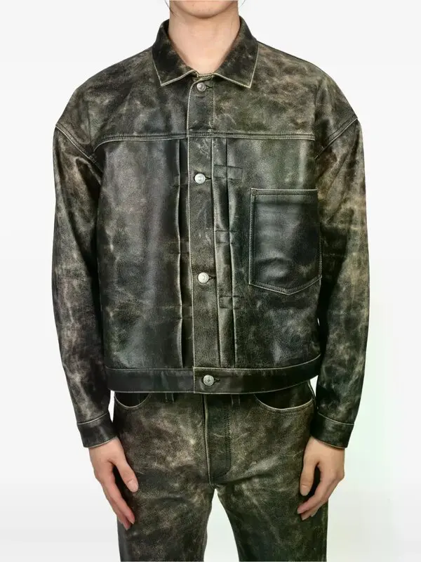 SAINT MXXXXXX Distressed Leather Jacket