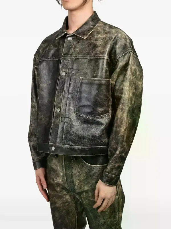 SAINT MXXXXXX Distressed Leather Jacket