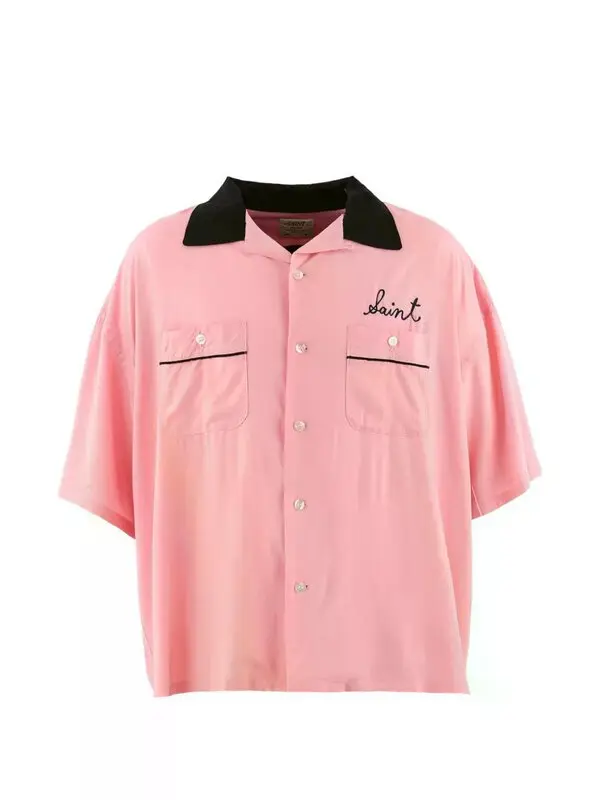 SAINT MXXXXXX Embroidered Bowling Shirt - Pink