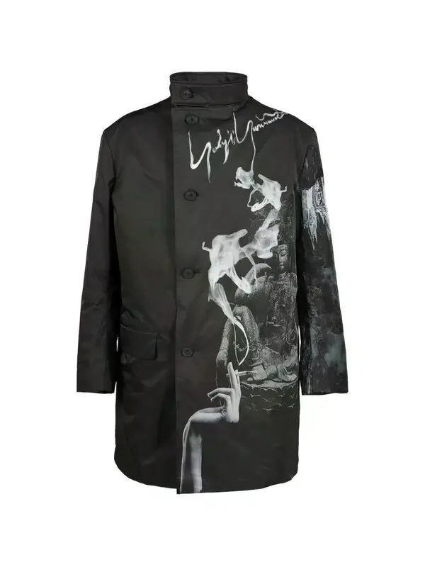 Yohji Yamamoto Graphic-print Button-up Jacket - Black