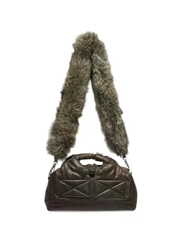 OPEN YY Faux-fur Strap Tote Bag - Brown