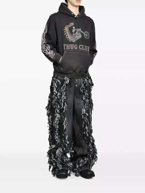 THUG CLUB Angels Fringe-trimmed Jeans