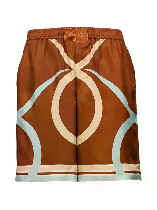 GARCIAS Logo Bull Silk Shorts - Brown