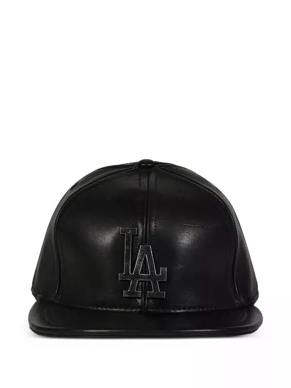 EARTHLING COLLECTIVE Logo-plaque Leather Cap - Black