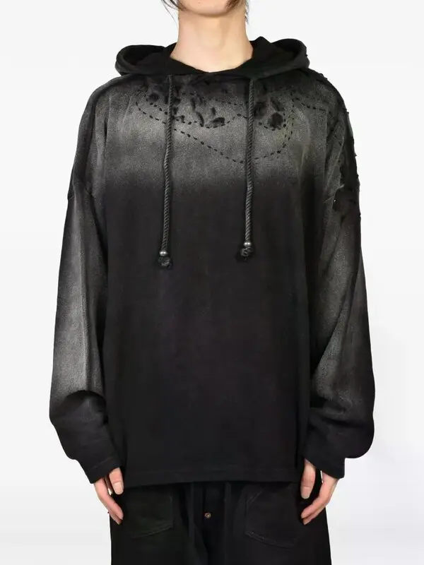 GLASS CYPRESS Destroyed Cropped Hoodie