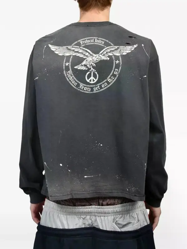 PROTOCOL INDEX Distressed Paint-splatter Sweatshirt