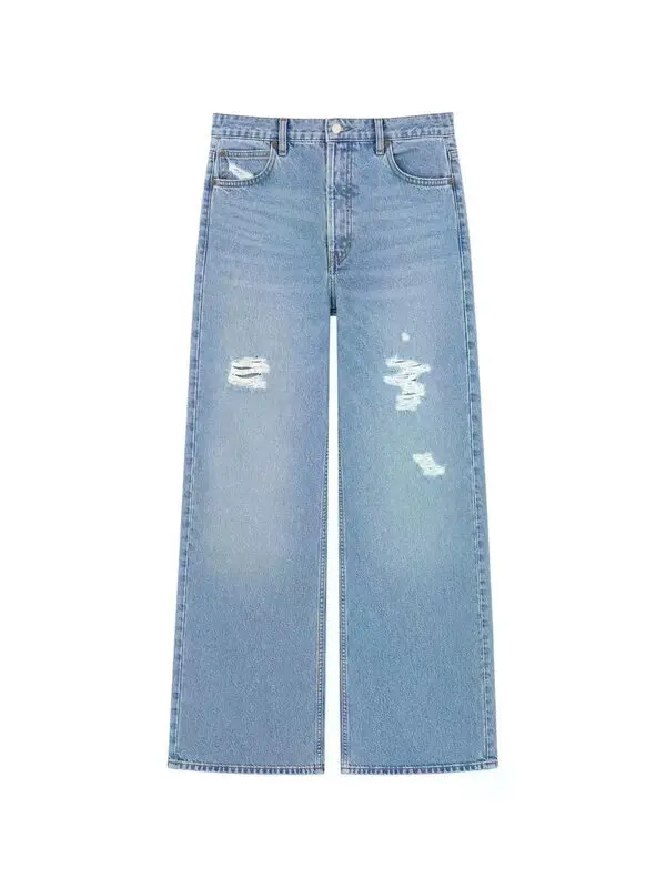 FRAME Distressed Wide-leg Jeans