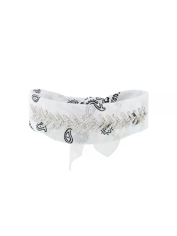 Fallon Jewel Embellished Bandana Choker - White