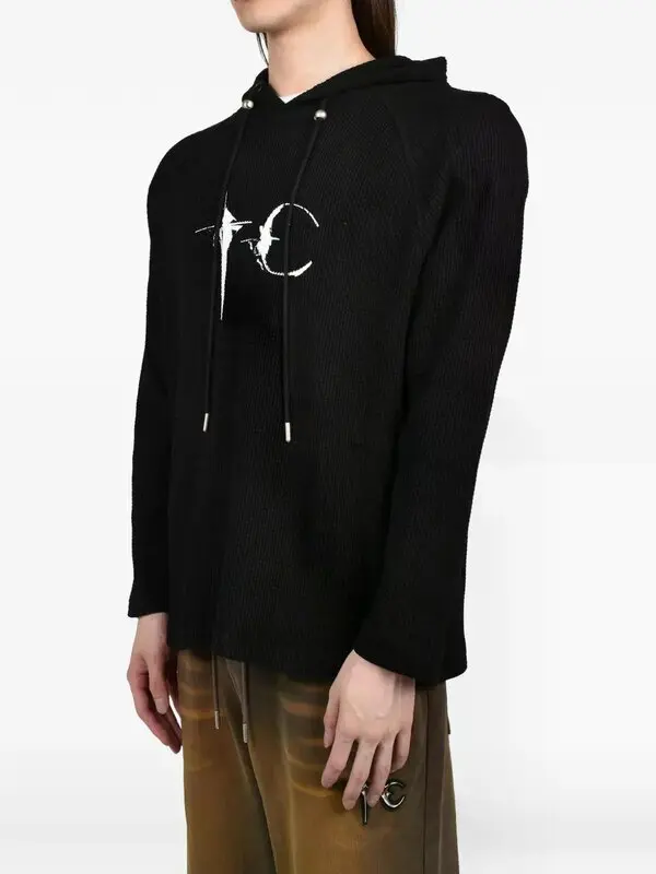 THUG CLUB Waffle-knit Logo-print Hoodie