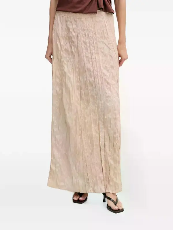 Sisley Crinkled-effect Pleated Maxi Skirt