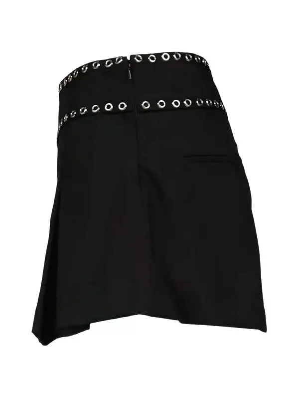 R13 Eyelet-embellished Pleated Mini Skort
