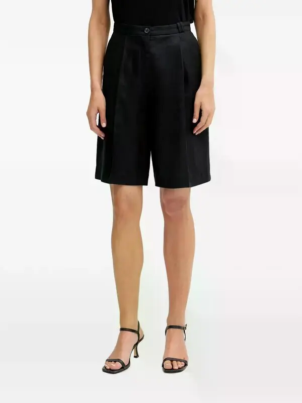 Sisley Pleated Linen Bermuda Shorts