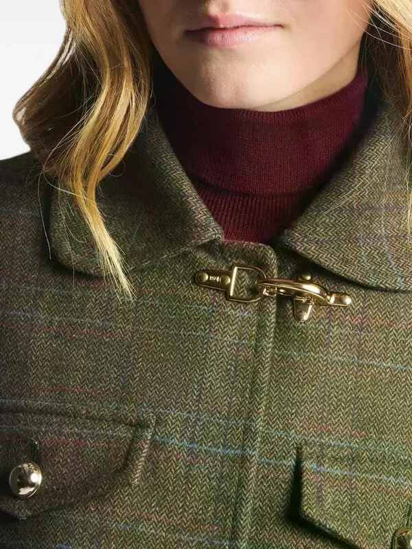 FAY Check-pattern Toggle-fastening Cropped Jacket