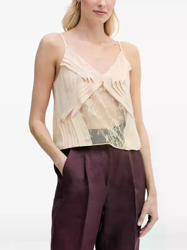 Sisley Lace-insert Pleated Blouse