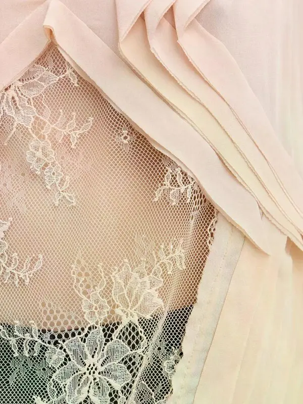 Sisley Lace-insert Pleated Blouse